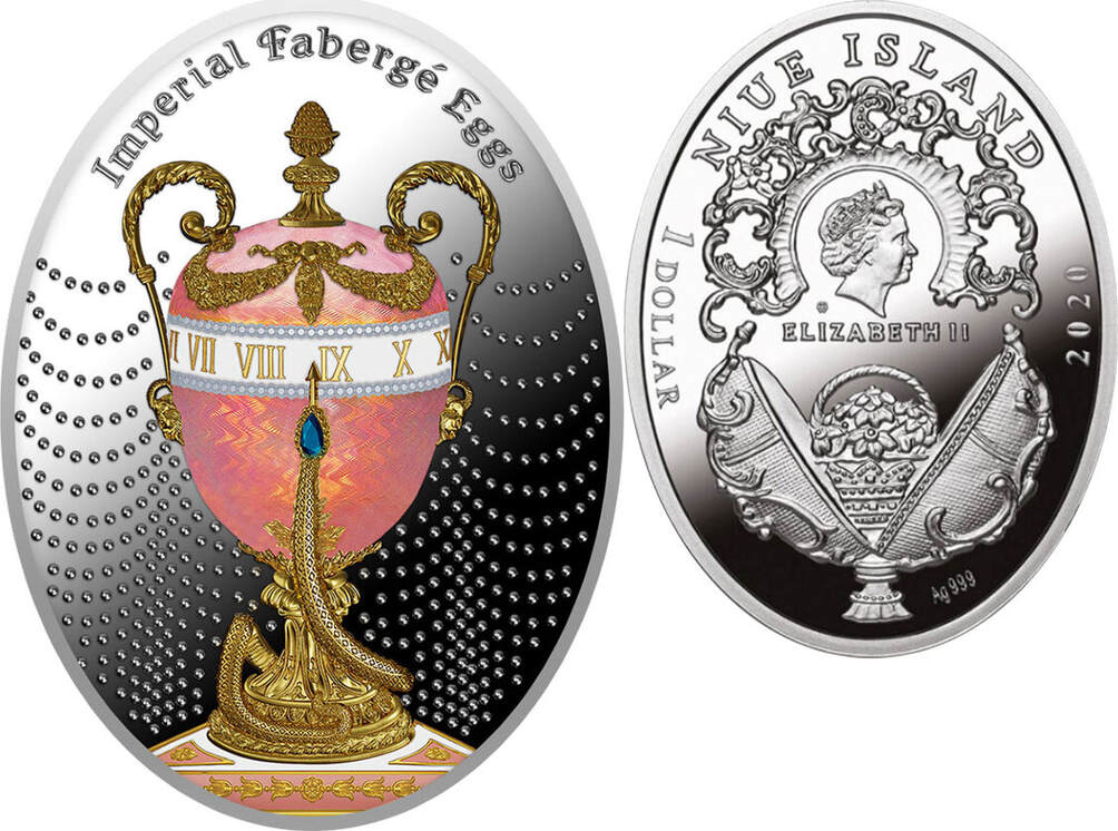 1 Dollar DUCHESS OF MARLBOROUGH EGG Faberge Silver Coin 1$ Niue 2020 ...