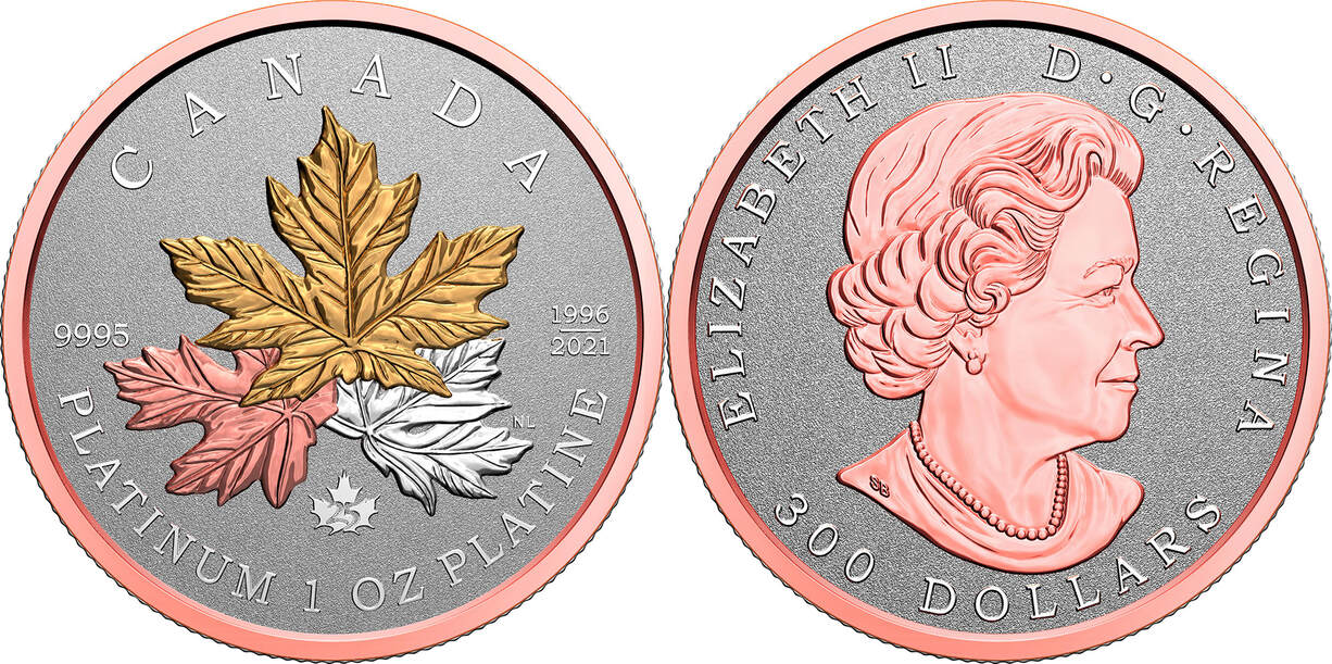 300 Dollars MAPLE LEAF 1 Oz Platinum Coin 300$ Canada 2021 Proof | MA-Shops