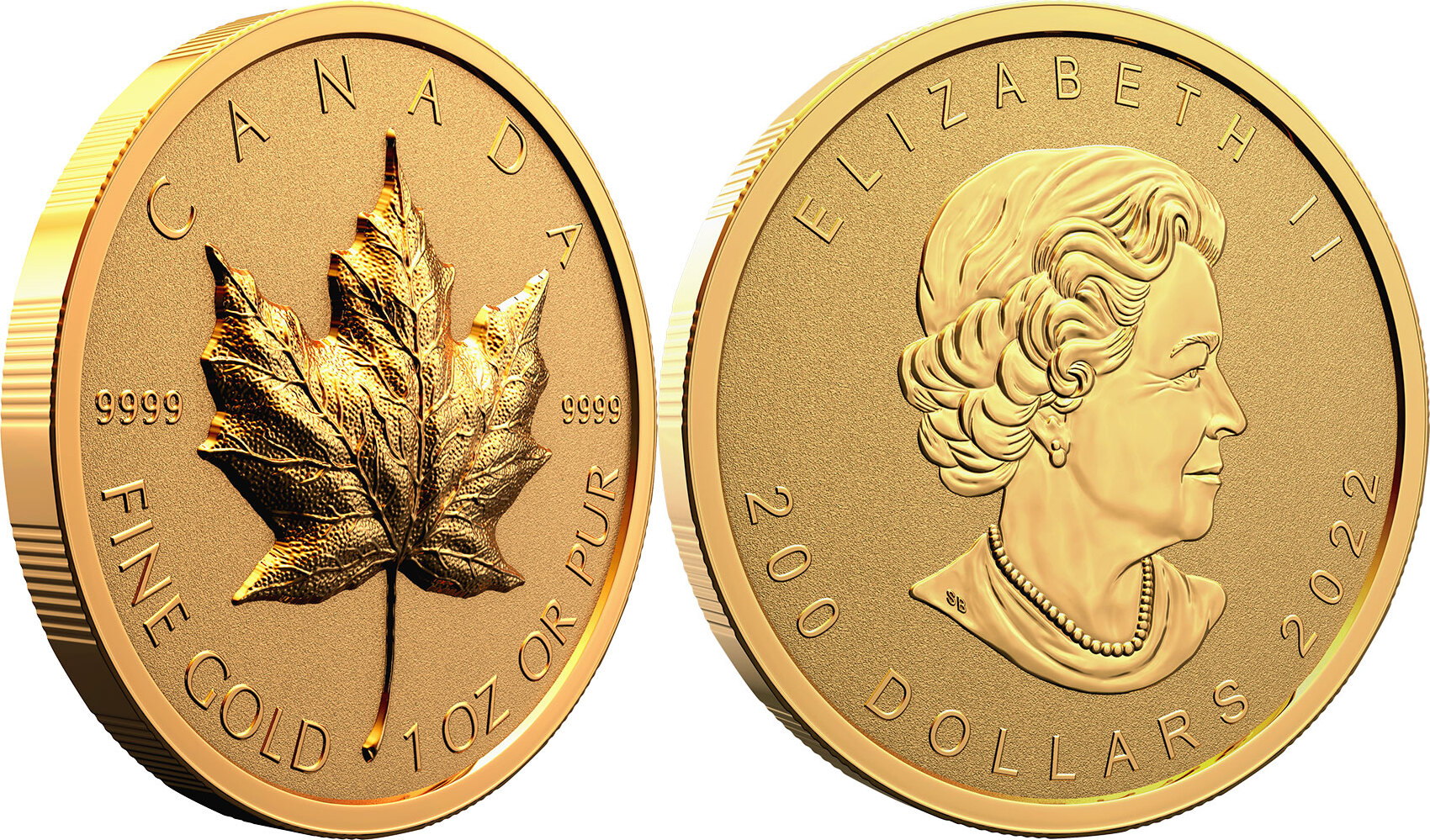 200 Dollars MAPLE LEAF Ultra High Relief 1 Oz Gold Coin 200$ Canada ...