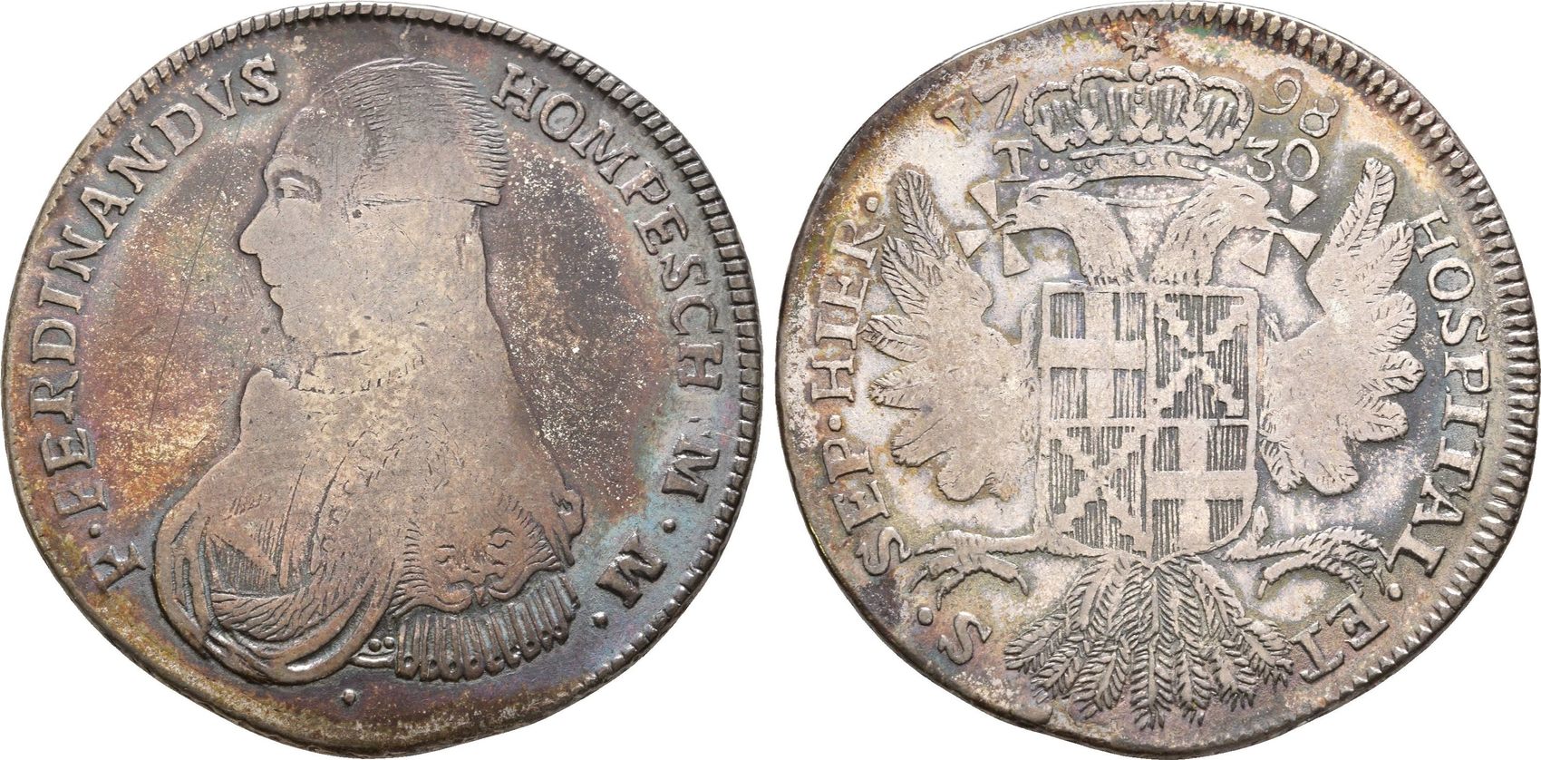 Malta: 30 Tari Valetta 1798 Ferdinand von Hompesch, 1797-1798: ss-s/ss ...