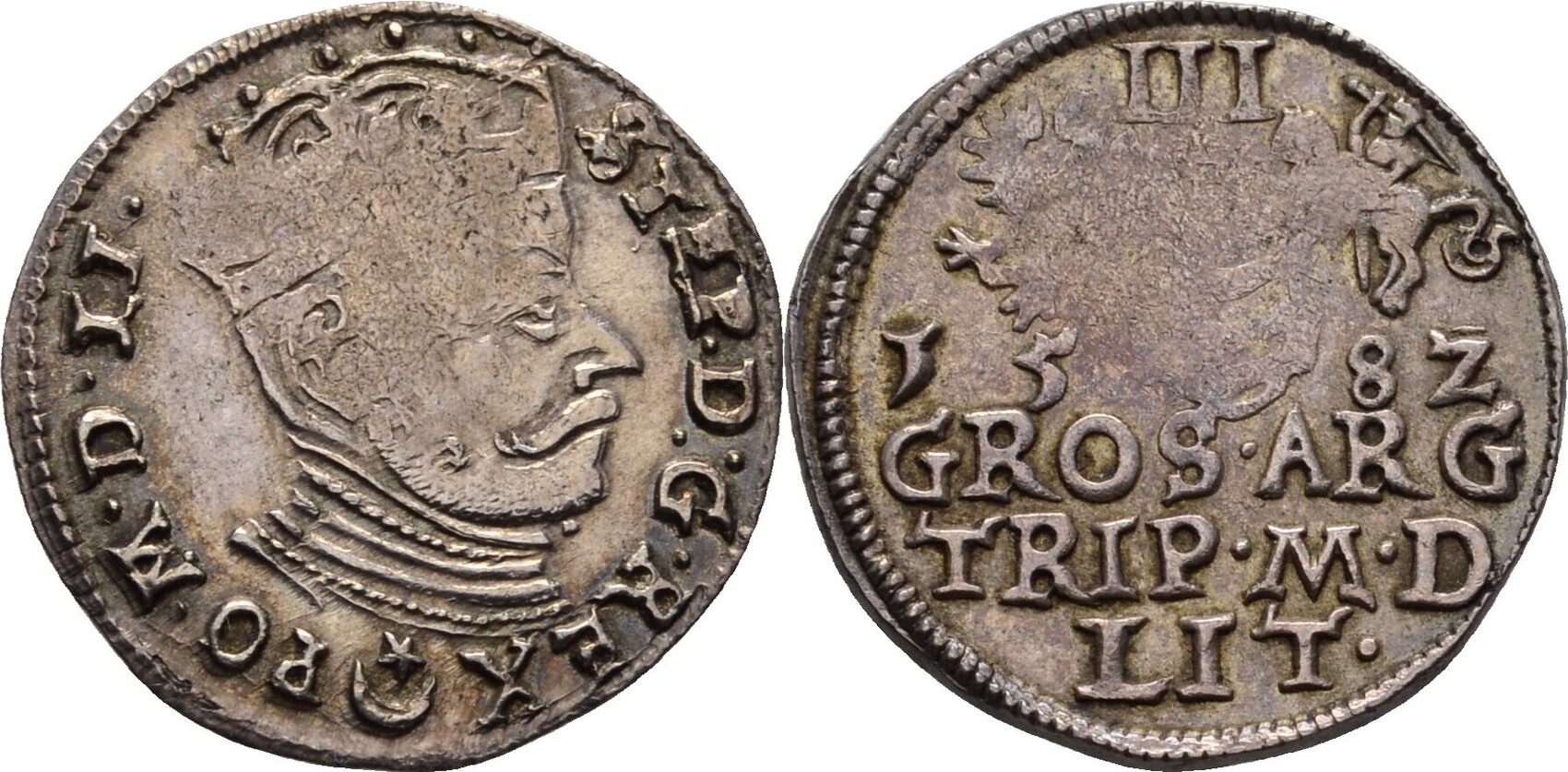 Polen Litauen Wilna Dreigröscher Trojak 1582 Stephan Bathory, 1576-1586 ...