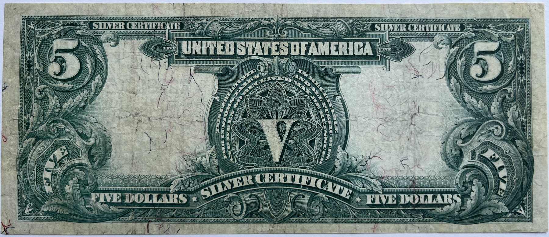 United States five dollars 1899 rare note but once cleaned ZF- | MA-Shops