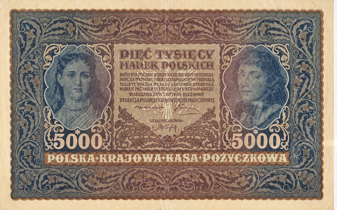 Polen 5000 Marek 1920 Geldschein Banknote VF | MA-Shops