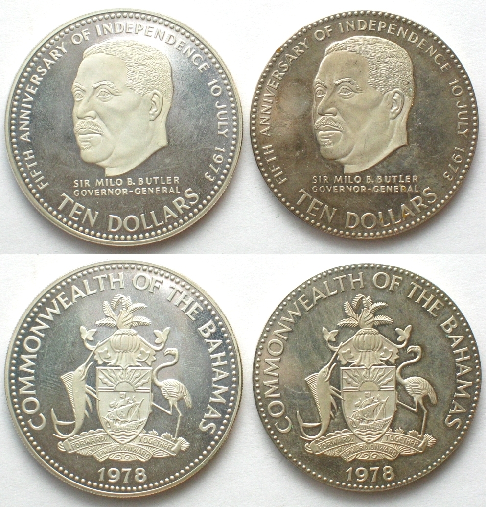 BAHAMAS 10 Dollars 1978 SIR MILO B. BUTLER silver - PATTERN WITHOUT RIM ...