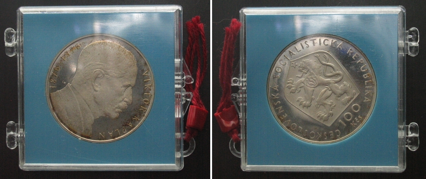 Tschechoslowakei CZECHOSLOVAKIA 100 Korun 1976 VIKTOR KAPLAN silver ...