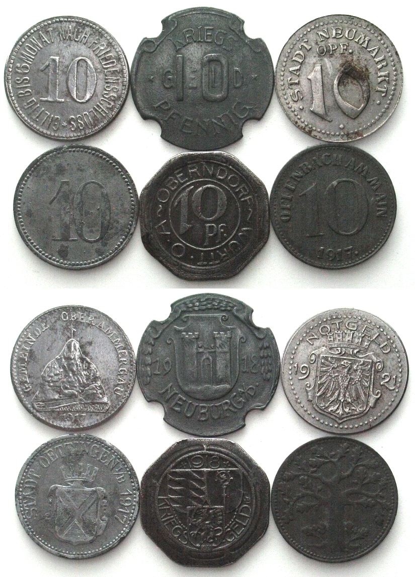 Deutschland - Notmünzen 1918-1921 GERMAN NOTGELD. 6 coins, N, O EF-UNC ...