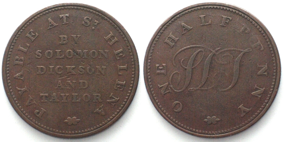 St. Helena 1815-1821 SAINT HELENA Halfpenny Token ND (1815-21) SOLOMON ...