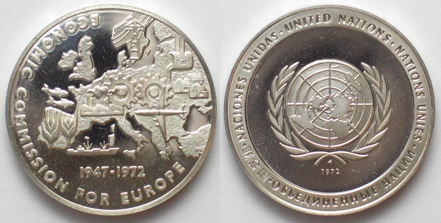 UNO - Medaillen UNO. Official medal 1972, Economic Commission For Europe, silver, 38mm, Proof PP ...