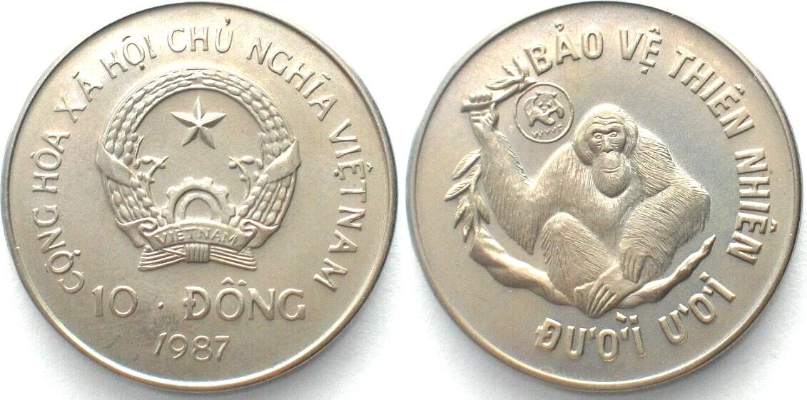 VIETNAM 10 Dong 1987 Orangutan WWF Cu-Ni UNC | MA-Shops