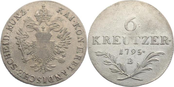 Haus Habsburg 6 Kreuzer 1795 B Franz II.(I.) 1792-1835. VF- | MA-Shops