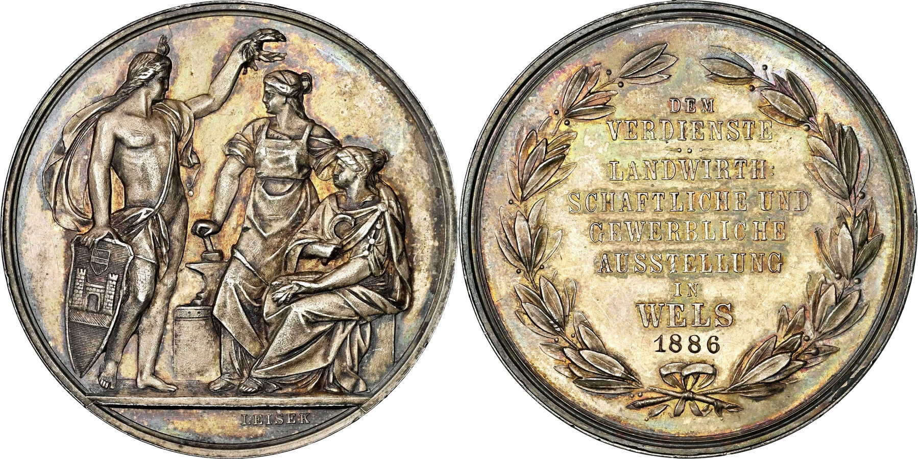 AUSTRIA Medal of Merit 1886 Wels (City). Agriculture and Commerce ...