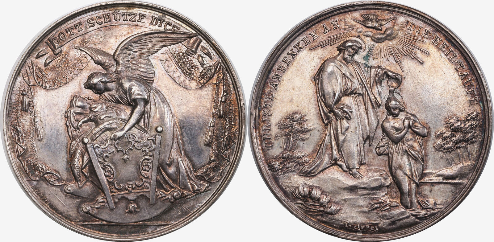 AUSTRIA 1900 Baptizing of Christ. Silver Medal by Leo Zimpel. XF-AU ...