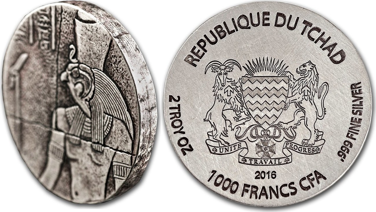 Tschad 1000 Francs 2016 Horus Republic of Chad 2 oz 999 Silver ...