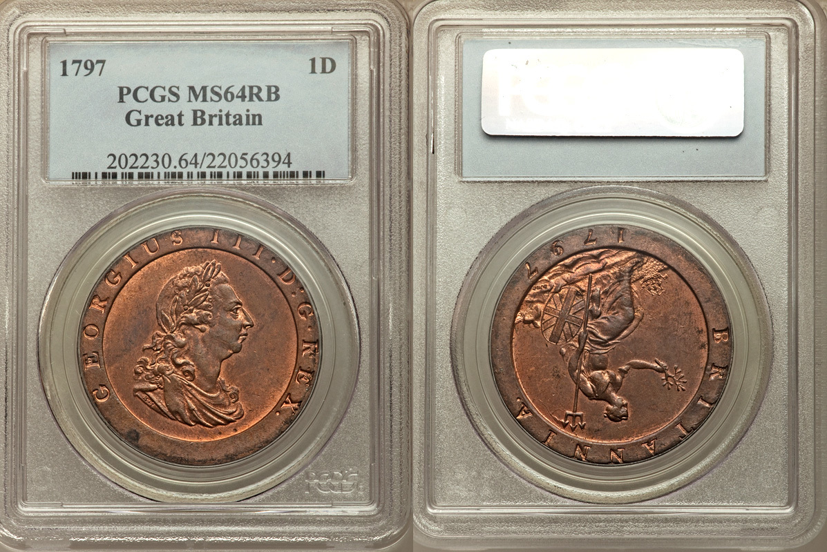 - Great Britain 1797 George III Cartwheel Penny PCGS MS-64 | MA-Shops