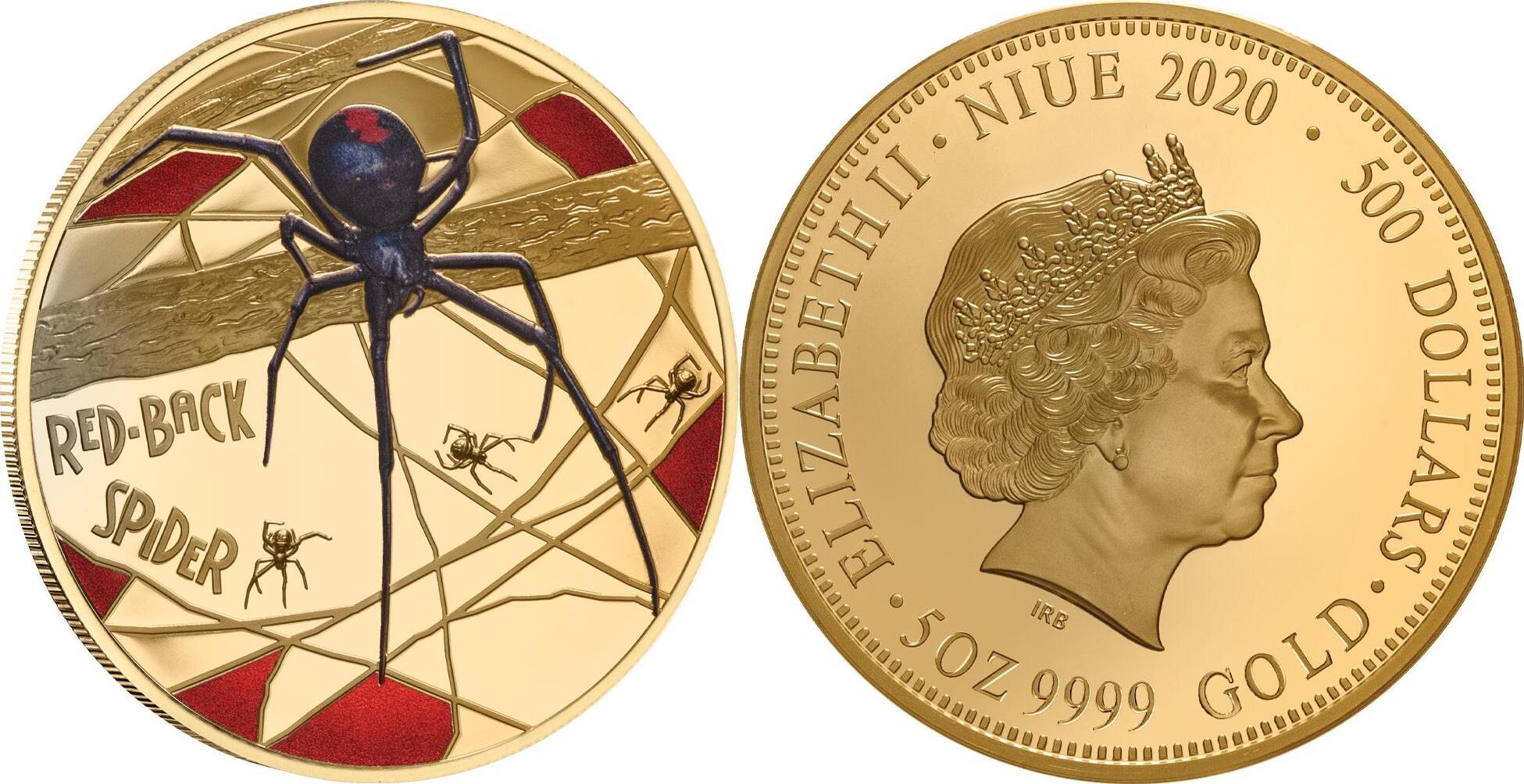 Niue 500$ 2020 5 oz Gold Coin Australia's Red-Back Spider PP | MA-Shops